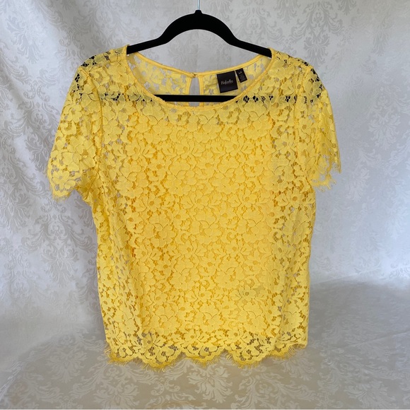 Rafaella | Tops | Citrus Or Lemon Yellow Lace Short Sleeve Ladies ...